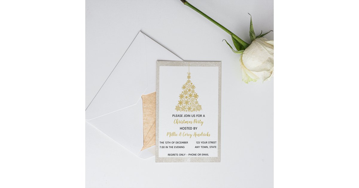 Silver and Gold Christmas Invitation | Zazzle