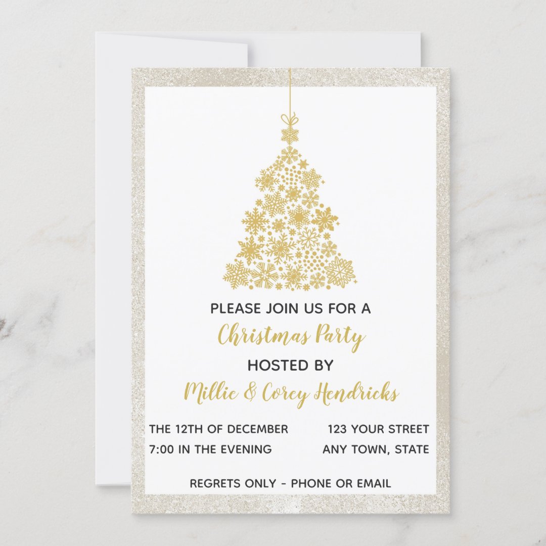 Silver and Gold Christmas Invitation | Zazzle