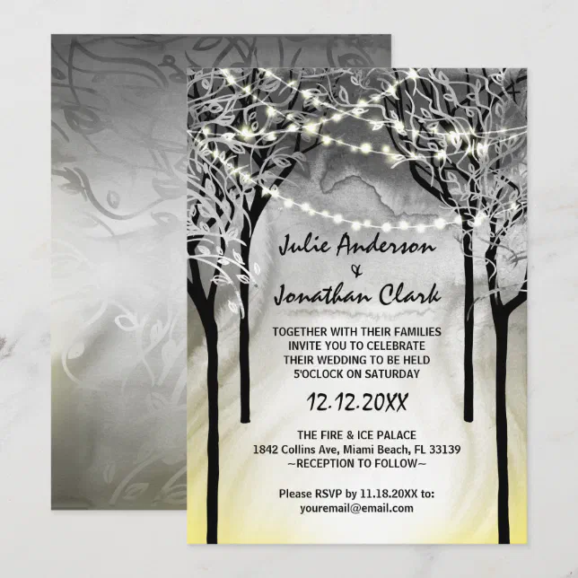 Silver and Gold Fire and Ice Wedding Invitations | Zazzle