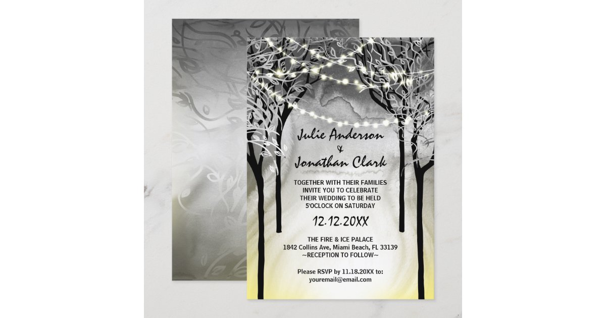 Silver and Gold Fire and Ice Wedding Invitations | Zazzle