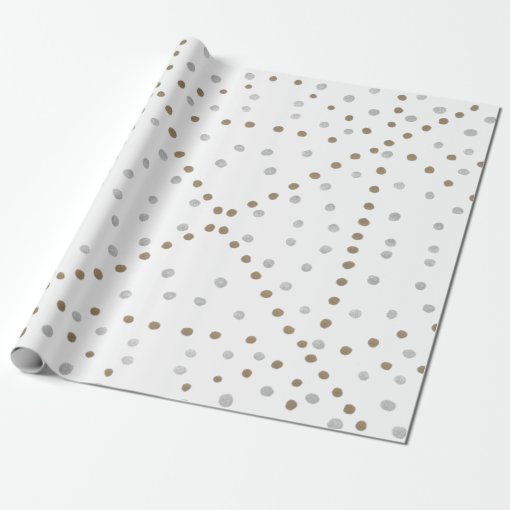 Silver and Gold Polka Dots Wrapping Paper | Zazzle