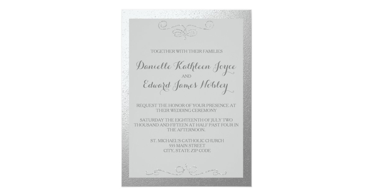 Silver and Gray Foil Wedding Invitations | Zazzle.com