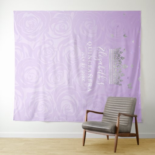 Silver and Light Purple Roses Photo Backdrop | Zazzle
