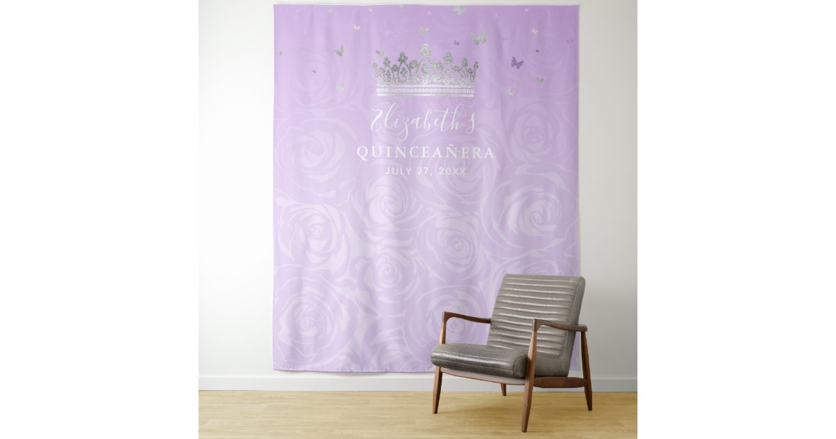 Silver and Light Purple Roses Photo Backdrop | Zazzle