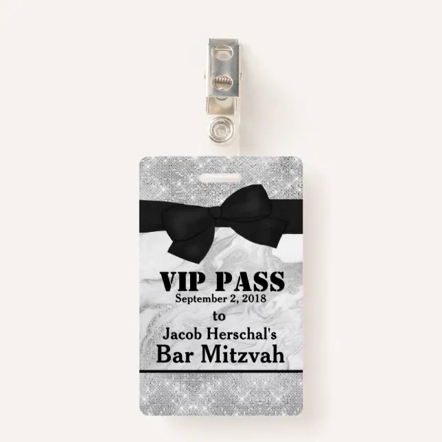 Silver and Marble VIP Party Badge | Zazzle