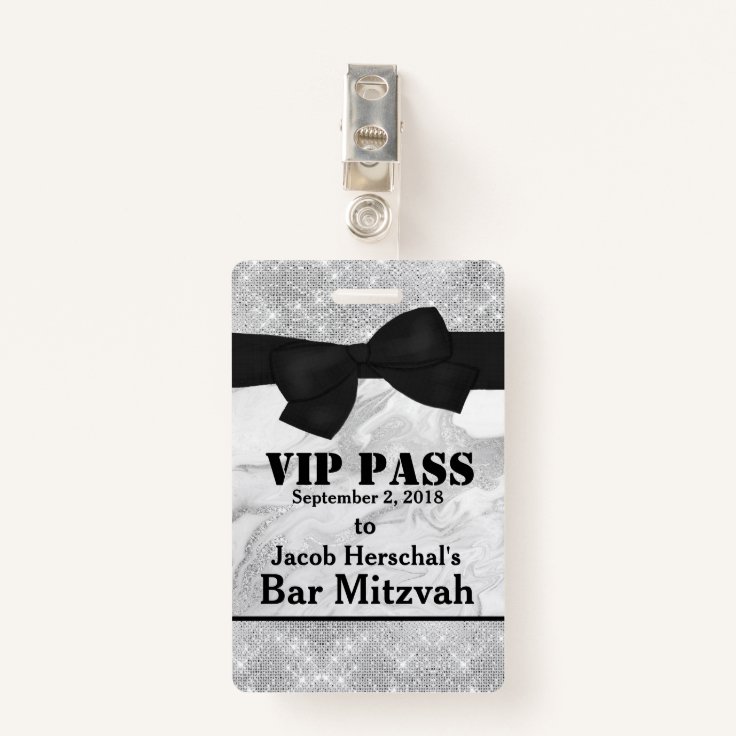Silver and Marble VIP Party Badge | Zazzle