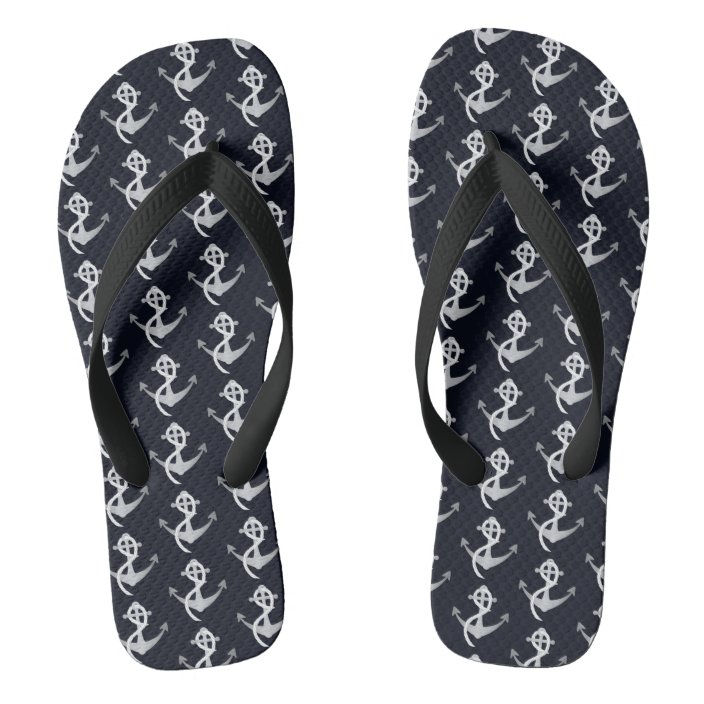 Silver and Navy Nautical Anchor Sandals | Zazzle.com
