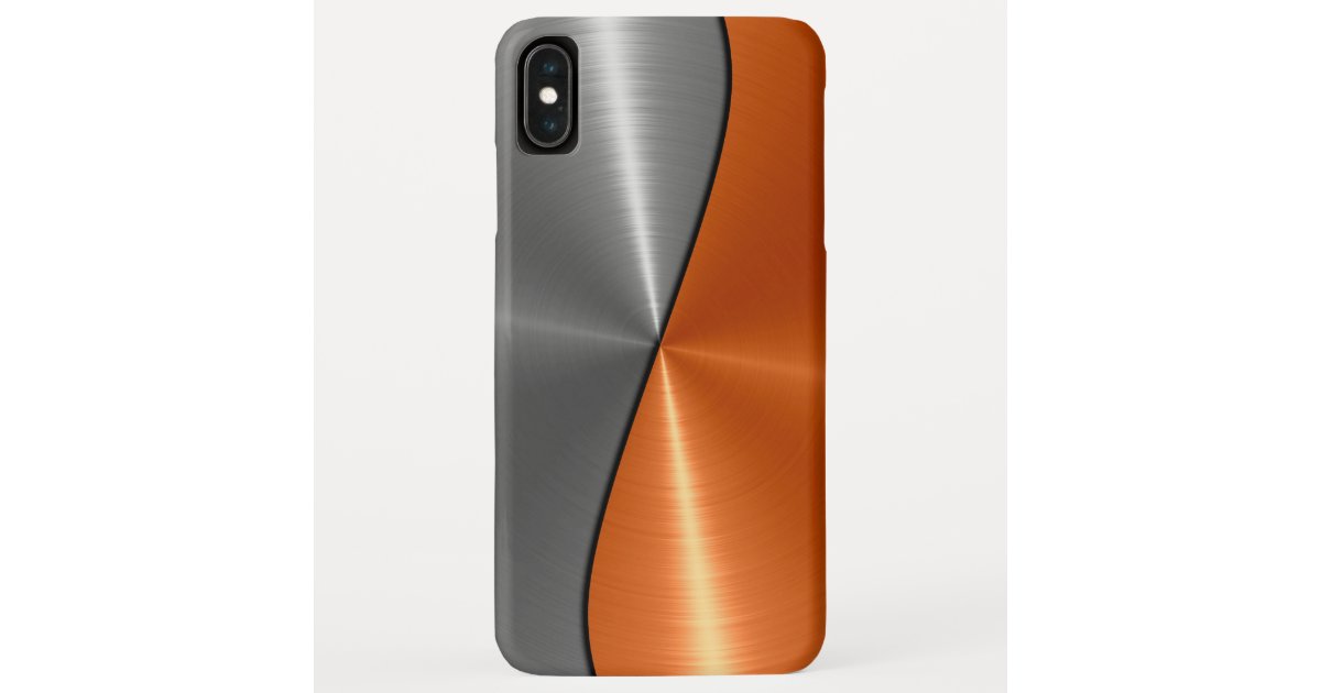 Silver and Orange Stainless Steel Metal Case-Mate iPhone Case | Zazzle
