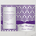 damask ,purple ribbon book fold Wedding program | Zazzle.com