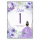 Silver and Purple Mis Quince Birthday Table Number | Zazzle