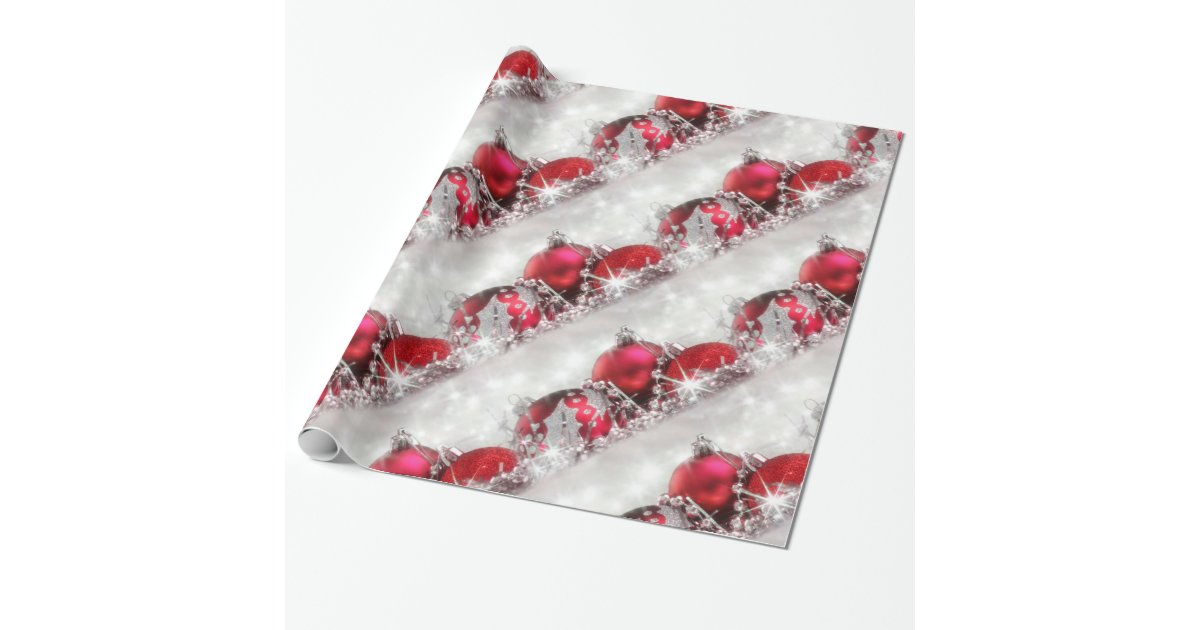 Silver And Red Christmas Wrapping Paper | Zazzle