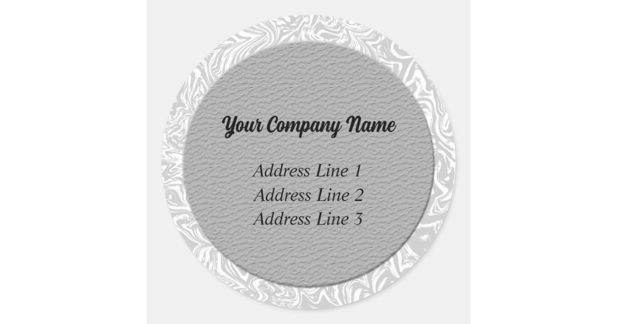 Silver and White Business Address Lables Classic Round Sticker | Zazzle