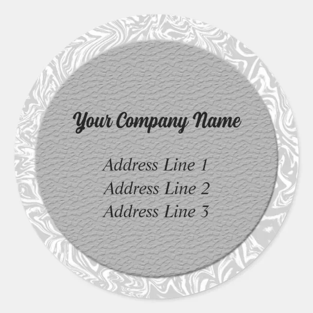 Silver and White Business Address Lables Classic Round Sticker | Zazzle