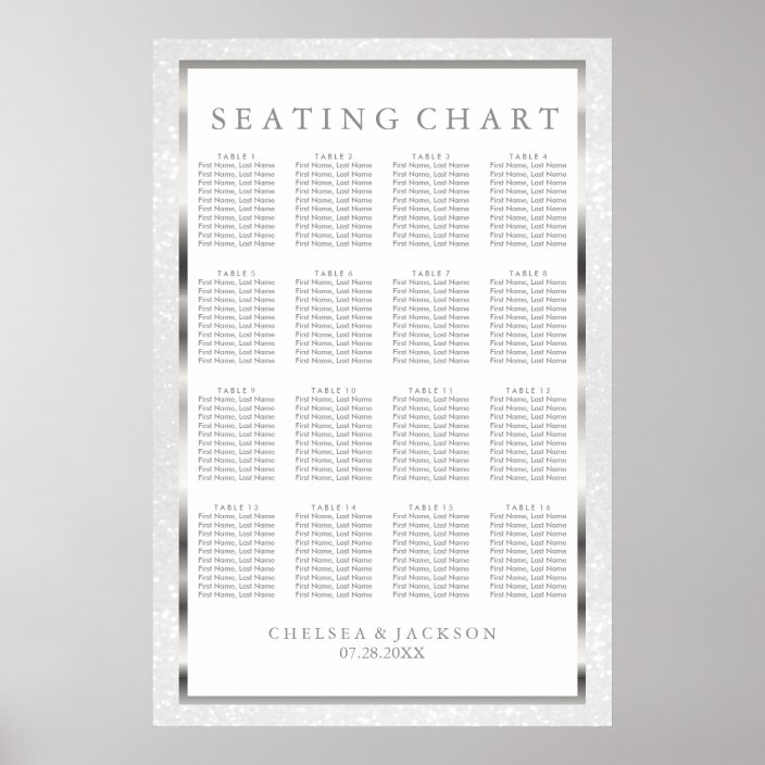 Silver and White Glitter - Seating Chart | Zazzle.com