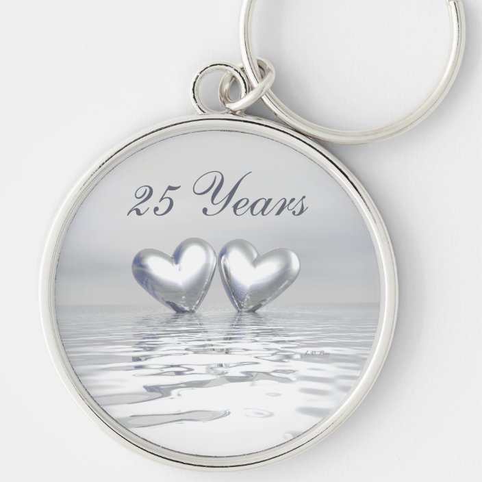 Silver Anniversary Hearts Keychain | Zazzle