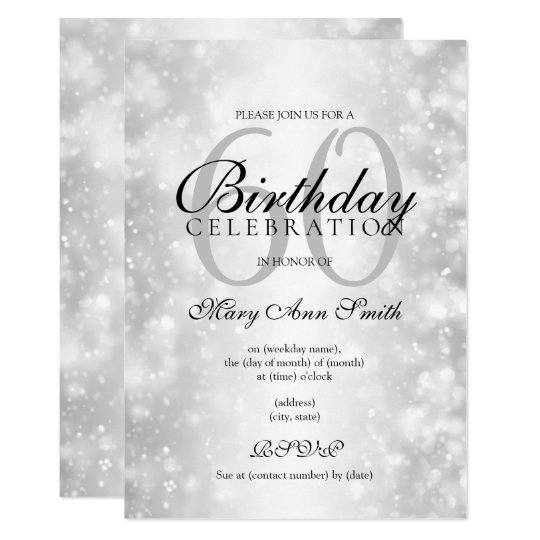 Silver Any Age Birthday Party Shimmer Lights Invitation | Zazzle.com