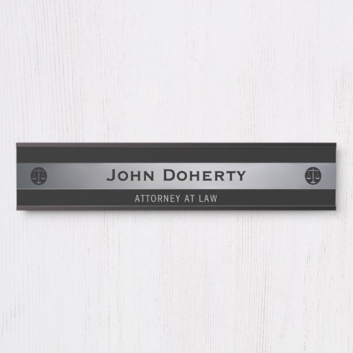 Silver ATTORNEY AT LAW | Lawyer Door Sign | Zazzle
