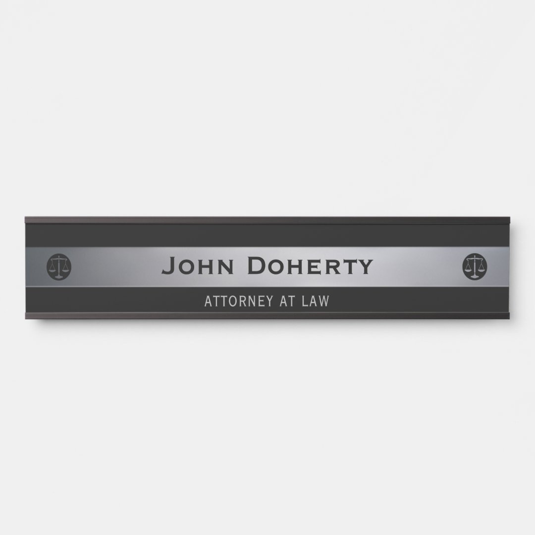 Silver ATTORNEY AT LAW | Lawyer Door Sign | Zazzle