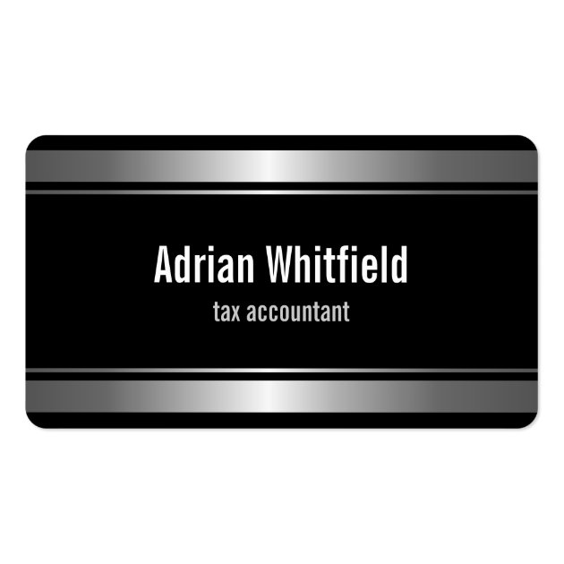 Silver Bar Borders Black Accountant Business Cards