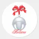 Silver Bell Believe Classic Round Sticker | Zazzle
