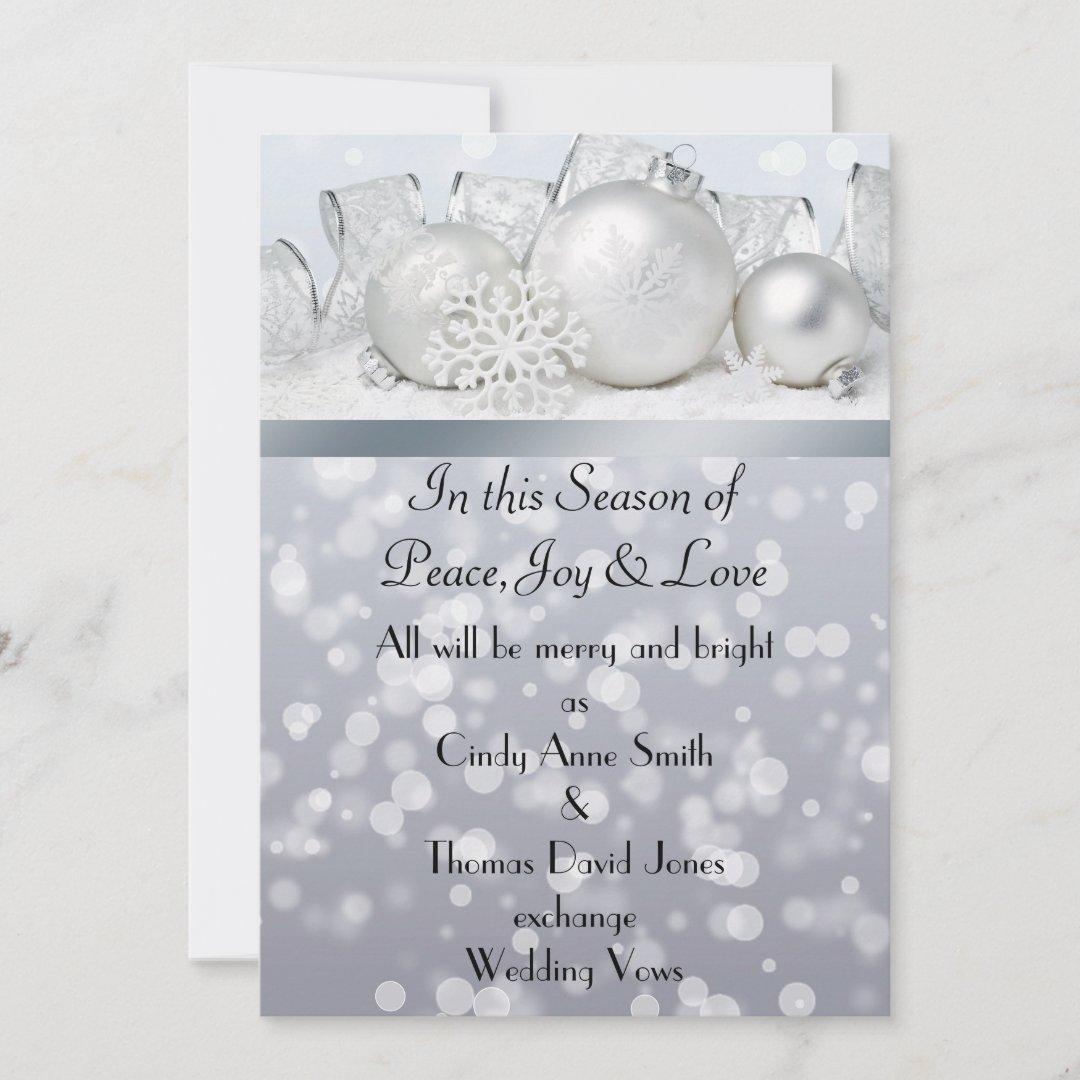 Silver Bell Christmas Wedding Invitation | Zazzle