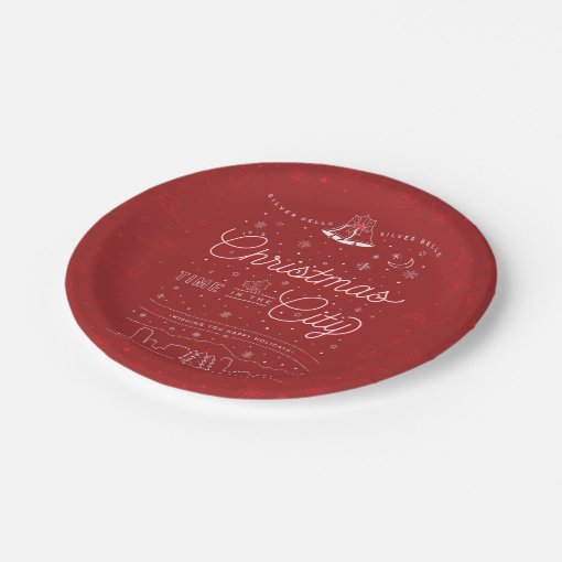 Silver Bells Christmas 7" Paper Plates | Zazzle