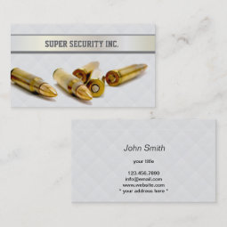 Silver Belt Bodyguard Bullets business card | Zazzle