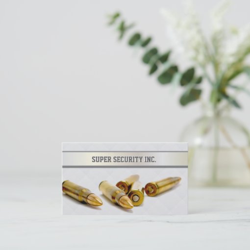 Silver Belt Bodyguard Bullets business card | Zazzle