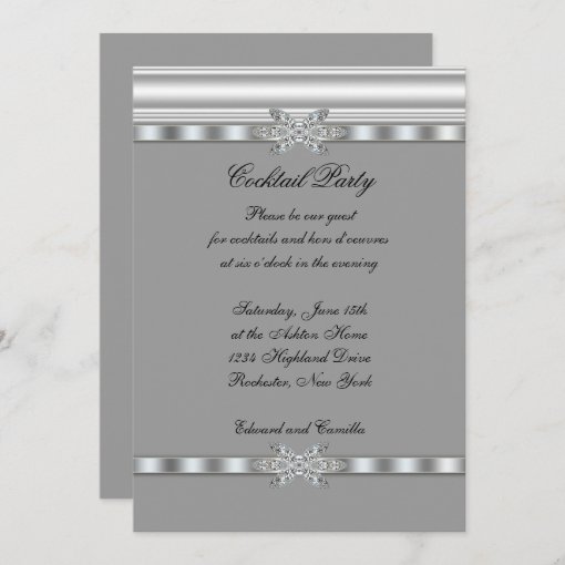 Silver & Black Cocktail Party Invitation Template | Zazzle