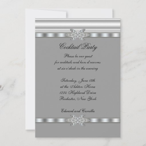 Silver & Black Cocktail Party Invitation Template | Zazzle