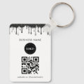 Silver Black Glitter Dripping Company Logo QR Code Keychain | Zazzle
