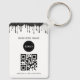 Silver Black Glitter Dripping Company Logo QR Code Keychain | Zazzle