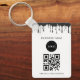 Silver Black Glitter Dripping Company Logo QR Code Keychain | Zazzle