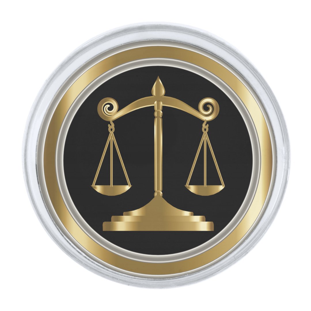 Silver, Black & Gold | Scales of Justice | Lawyer Silver Finish Lapel ...