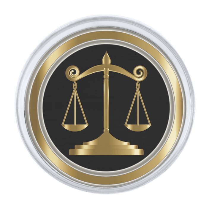 Silver, Black & Gold | Scales of Justice | Lawyer Silver Finish Lapel ...