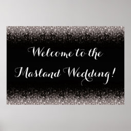Silver Black Hollywood Glitz Glam Wedding Poster | Zazzle