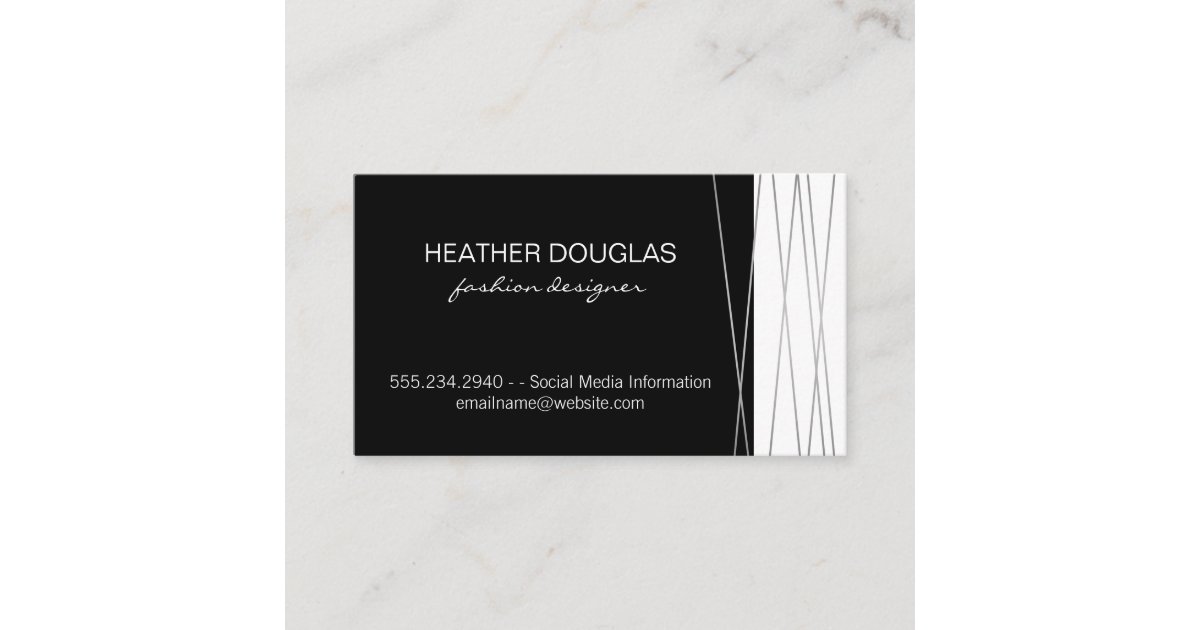 Silver Black Modern Business Card | Zazzle