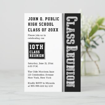 Silver | Black Modern Class Reunion Party Invitation | Zazzle