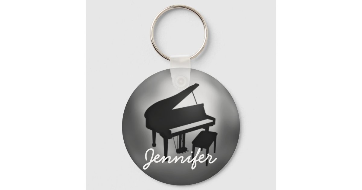 Silver Black Piano Name Monogram Student Gift Keychain | Zazzle