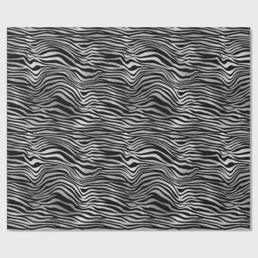 Silver Black Zebra Print Wrapping Paper | Zazzle