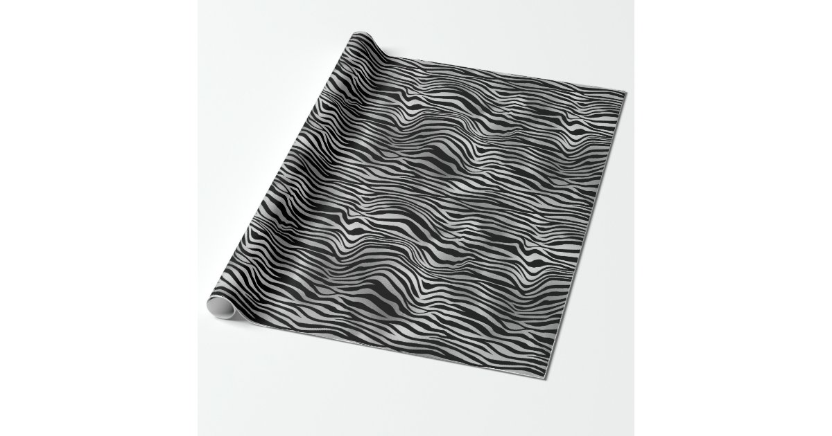 Silver Black Zebra Print Wrapping Paper | Zazzle