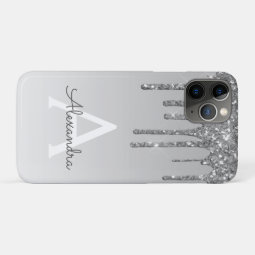 Silver Bling Luxury Sparkle Glitter Monogram Case-Mate iPhone Case | Zazzle