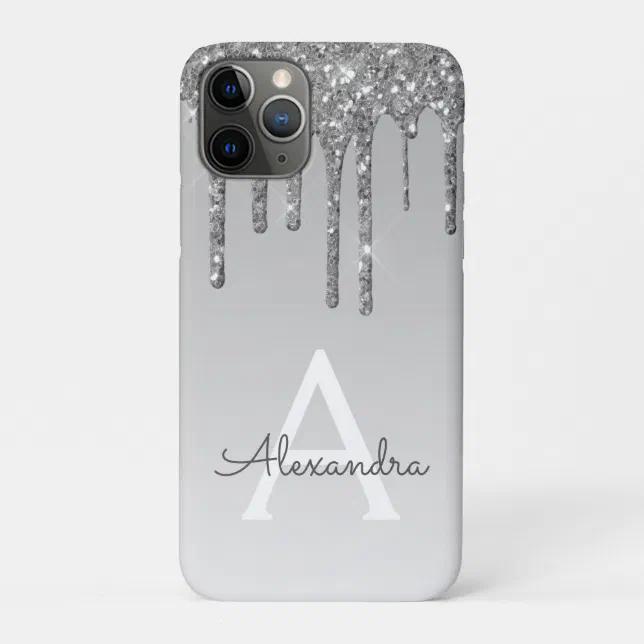 Silver Bling Luxury Sparkle Glitter Monogram Case-Mate iPhone Case | Zazzle