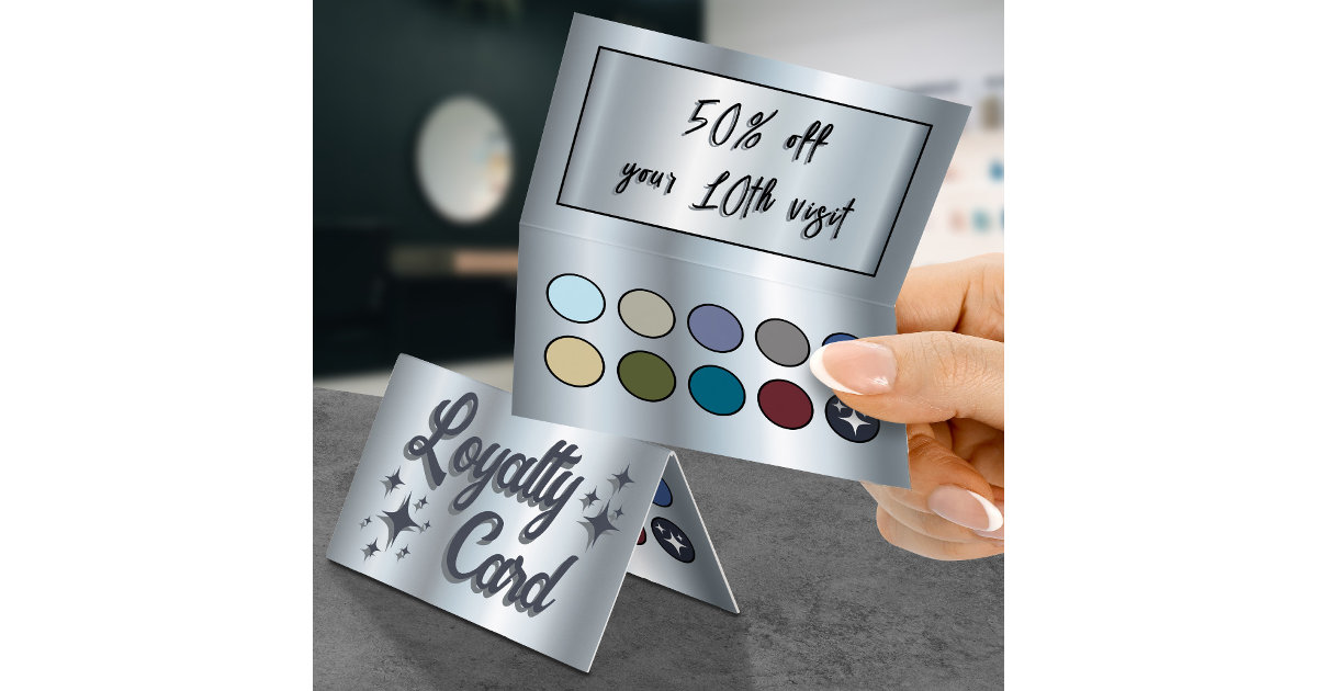Silver blue eyeshadow palette folded loyalty card | Zazzle