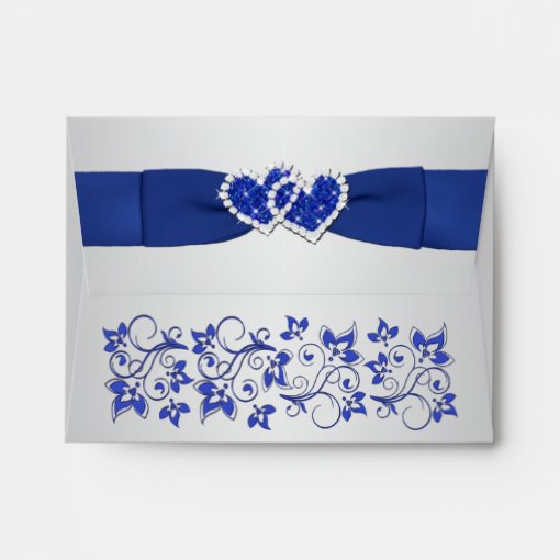 Silver, Blue Floral, Hearts Envelope for RSVP Card | Zazzle