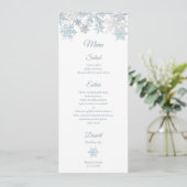 Silver Blue Snowflakes Elegant Winter Christmas Menu | Zazzle