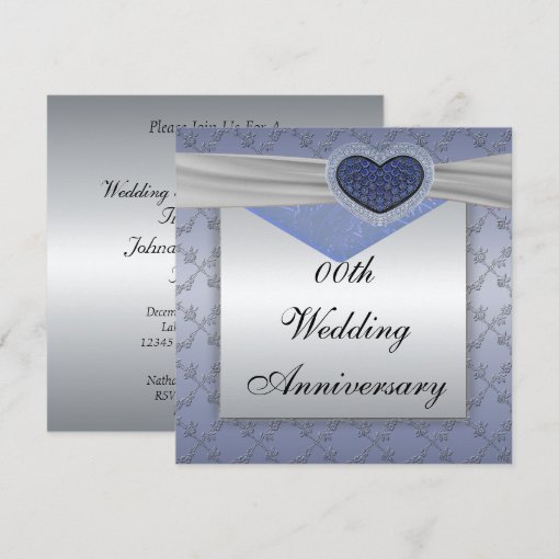 Silver Blue Wedding Anniversary Party Invitation | Zazzle
