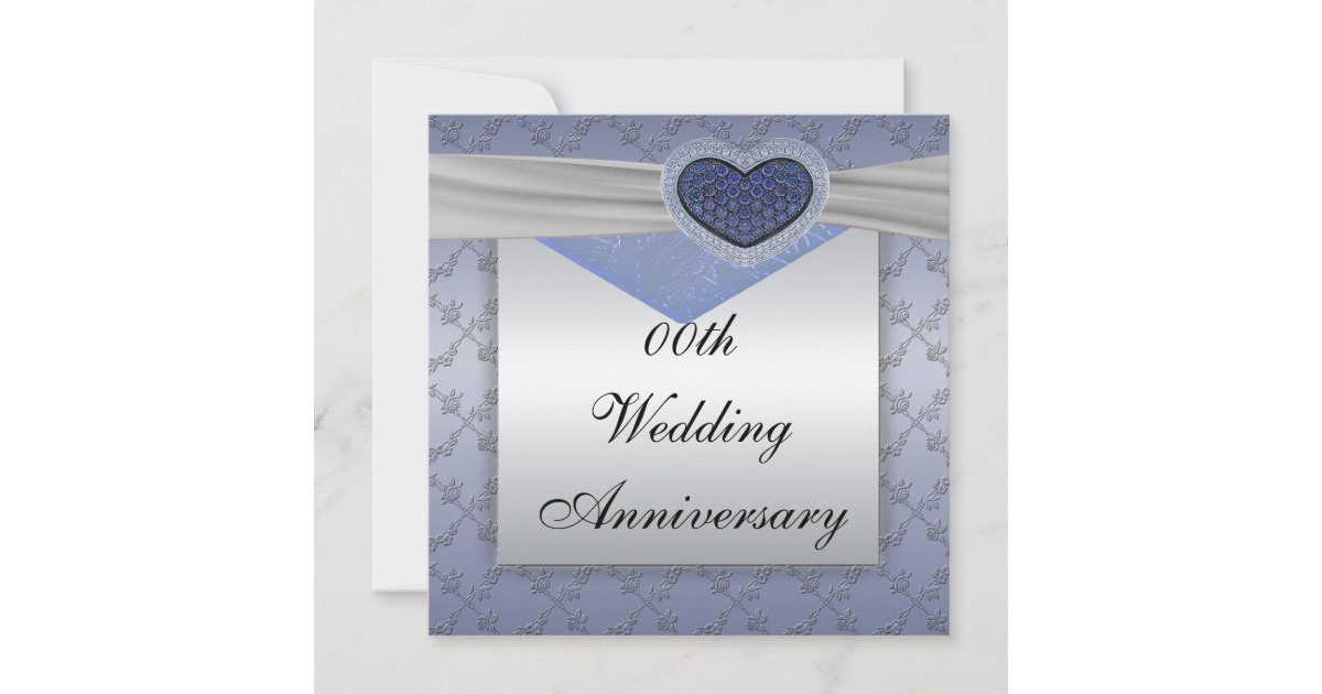 Silver Blue Wedding Anniversary Party Invitation | Zazzle