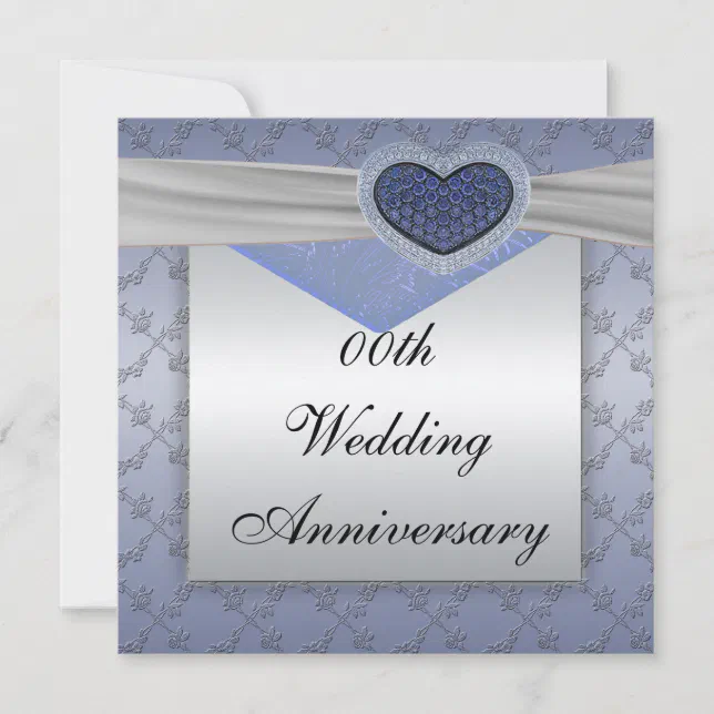 Silver Blue Wedding Anniversary Party Invitation | Zazzle