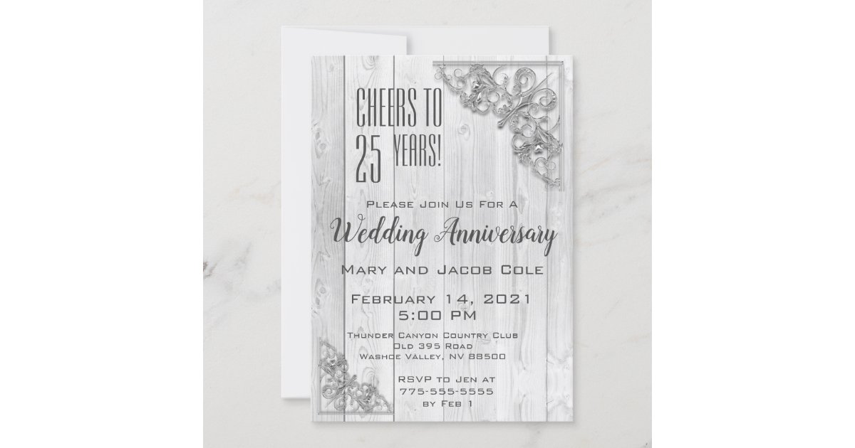 Silver Border Anniversary Celebration Invitation | Zazzle